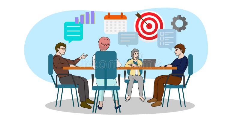 Group of People Discuss about Future Business Plan, Vector Illustration ...