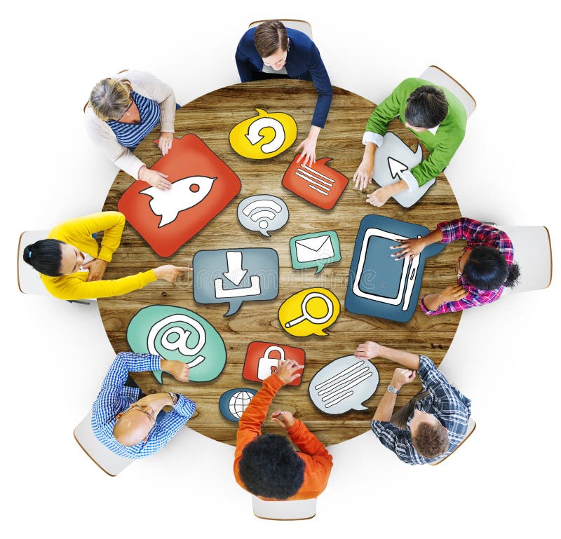 Group of People Discussing about Social Media Stock Image - Image of ...