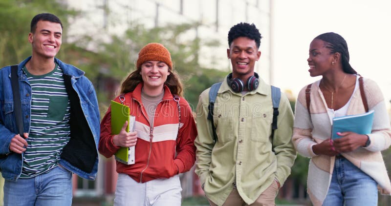 Group of People, Diversity and Chat As Friends with Walking Together ...