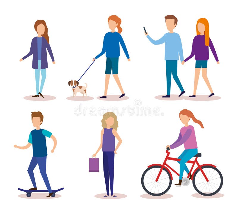 Group of People Doing Activities Stock Vector - Illustration of cartoon ...