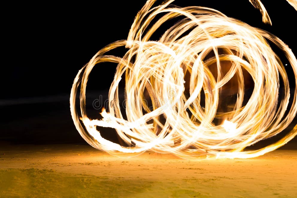 Group of People Doing Fire Show on Beach Party Stock Image - Image of ...