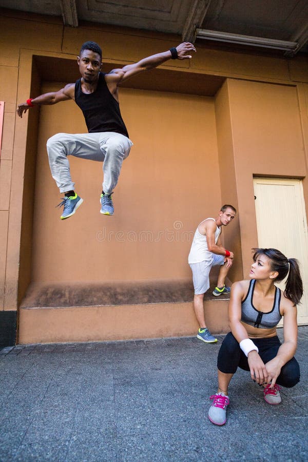 Group of People Doing Parkour in the City Stock Photo - Image of ...
