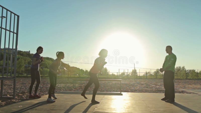 Group of People Doing Trauning Exercise with Rope Stock Video - Video ...