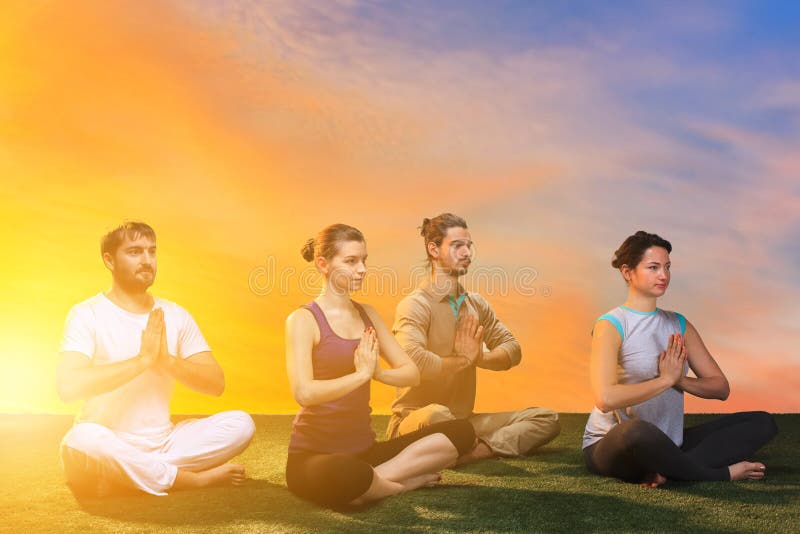 The Group of People Doing Yoga Exercises Stock Photo - Image of ...