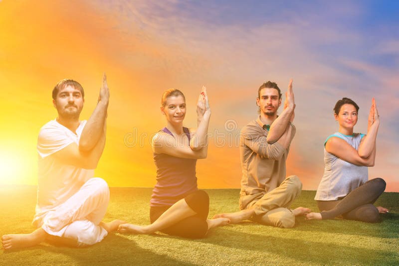 The Group of People Doing Yoga Exercises Stock Image - Image of ...