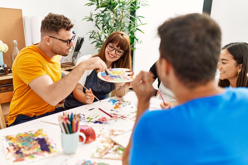 Group of People Drawing at Art Studio Stock Photo - Image of hobby ...