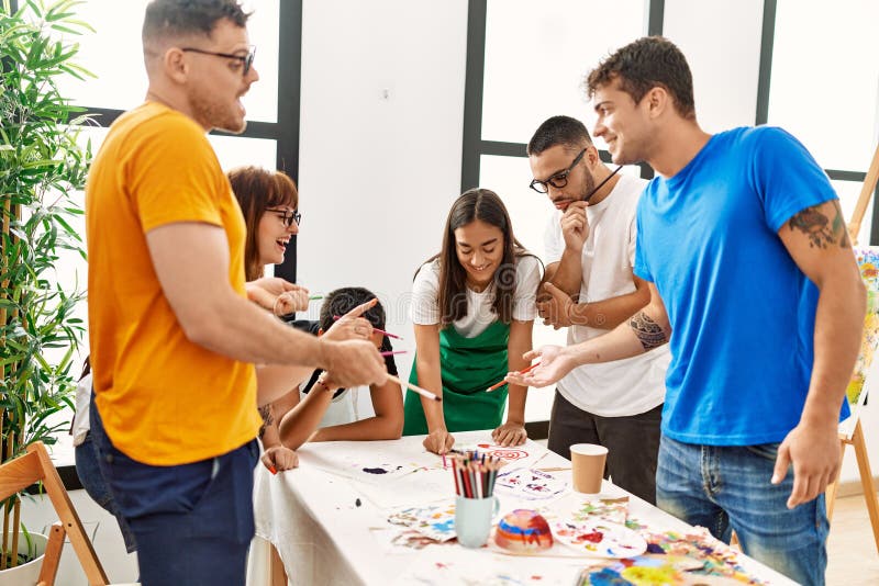 Group of People Drawing at Art Studio Stock Image - Image of leisure ...