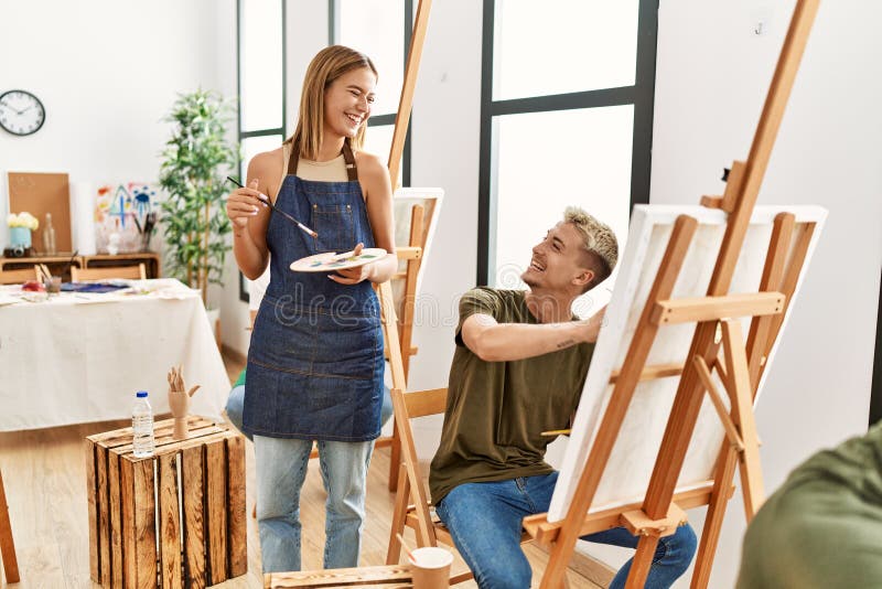 Group of People Drawing at Art Studio Stock Image - Image of drawing ...