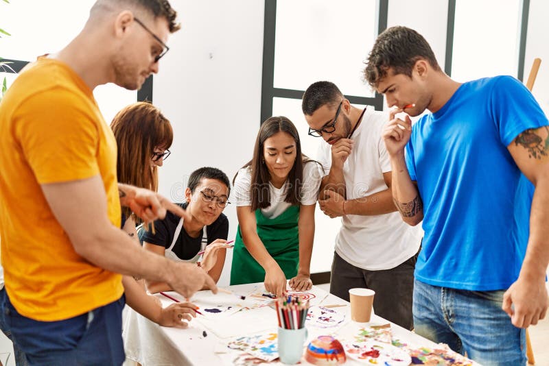 Group of People Drawing at Art Studio Stock Photo - Image of learning ...