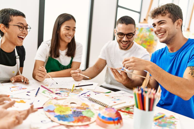 Group of People Drawing at Art Studio Stock Photo - Image of lesson ...