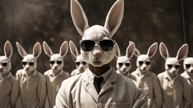 A Group of People Dressed in Bunny Suits with White Masks, AI Stock ...