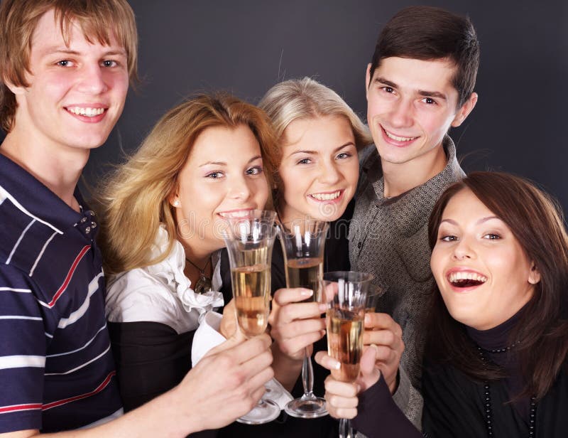 Group People Drinking Champagne. Stock Image - Image of drink ...