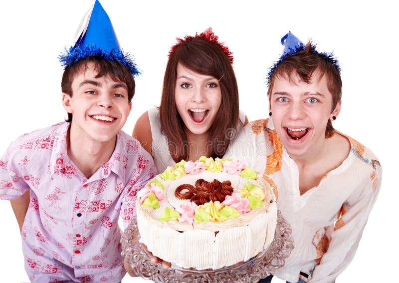 Group people eat cake. stock photo. Image of food, expression - 14638624