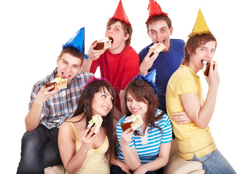 Group people eat cake. stock image. Image of adult, smiling - 15125523