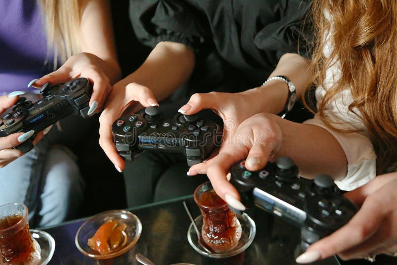 Group of People Engaged in Multiplayer Video Game Stock Image - Image ...