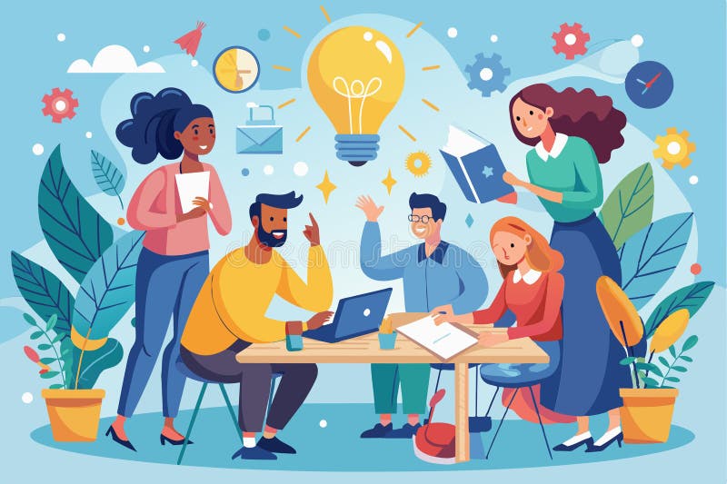 A Group of People Engages in a Dynamic Brainstorming Session ...