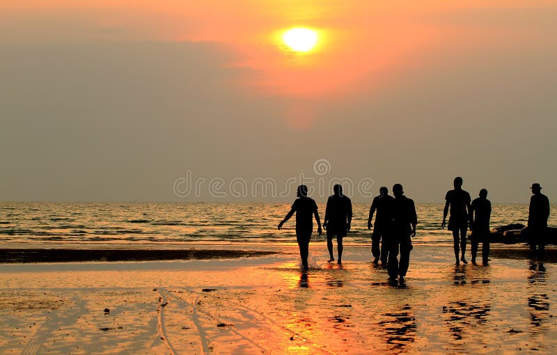 Group of People Enjoying the Sunset Stock Image - Image of dark, male ...
