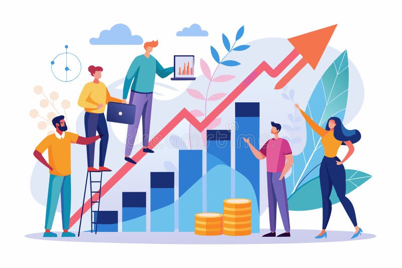 A Group of People are Examining a Growth Chart that Shows Upward ...