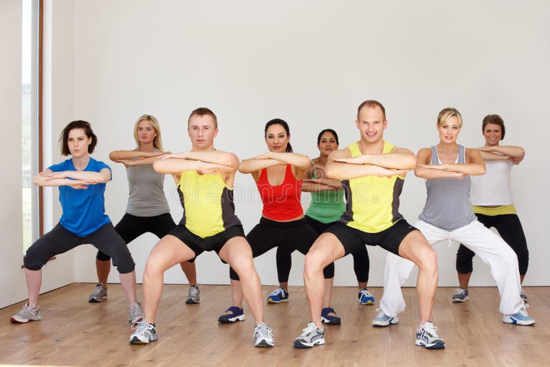 Group of People Exercising in Dance Studio Stock Image - Image of ...