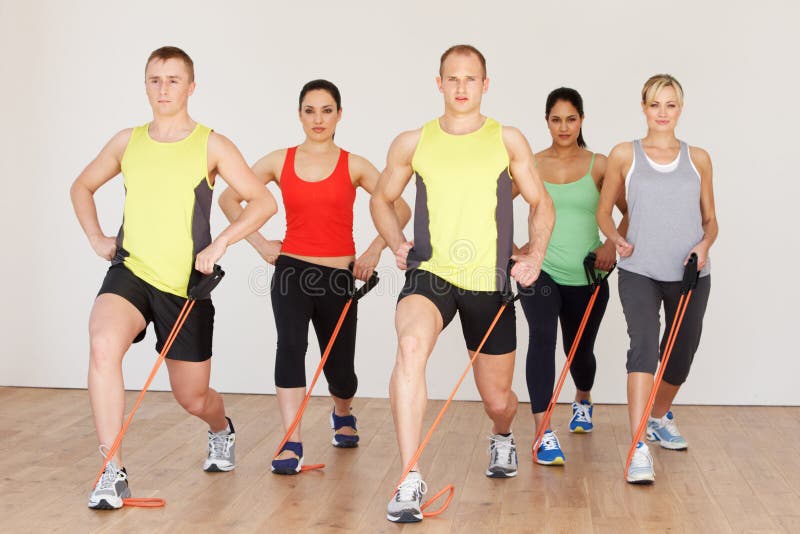 Group of People Exercising in Gym Stock Photo - Image of band, people ...