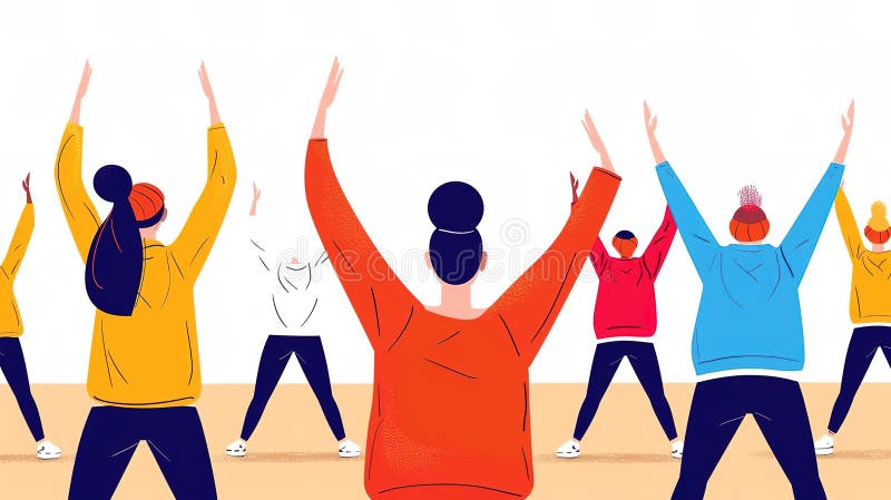 Group of People Exercising Together in a Fitness Class Stock ...