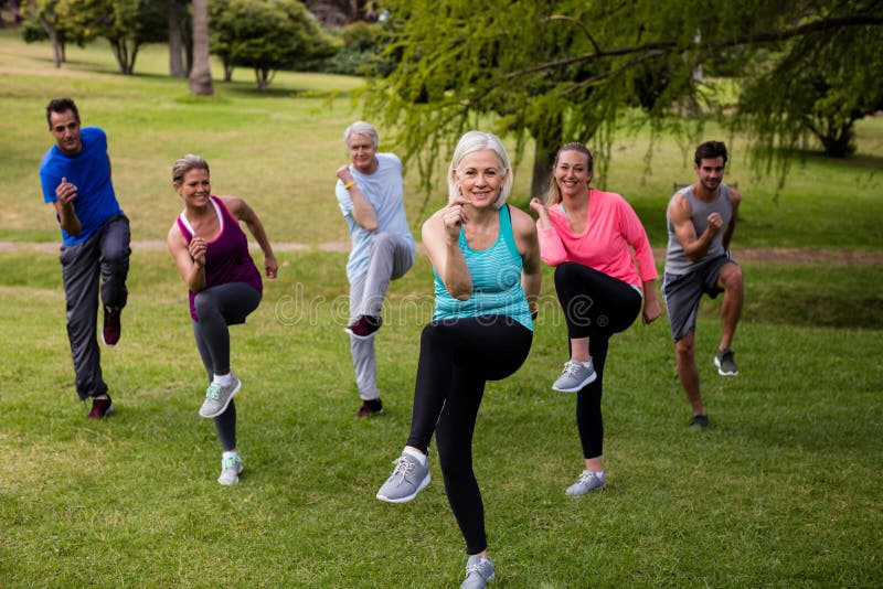 Group Of People Exercising Together Stock Photo - Image of happy ...