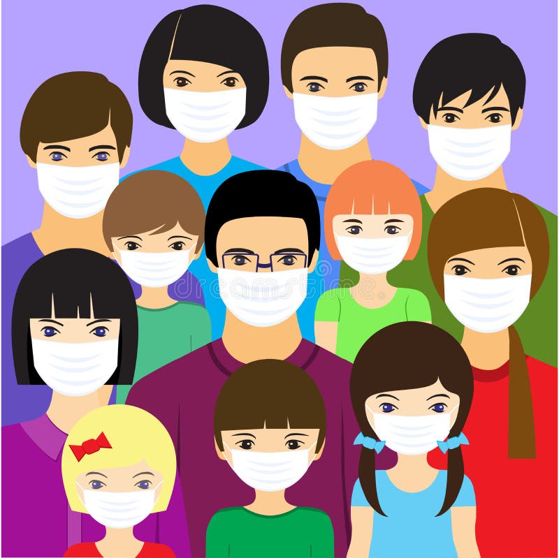 Group of People with Face Masks Stock Vector - Illustration of ...