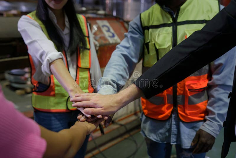 Industrial Teamwork. Group of Male and Female Factory Labor Stand ...