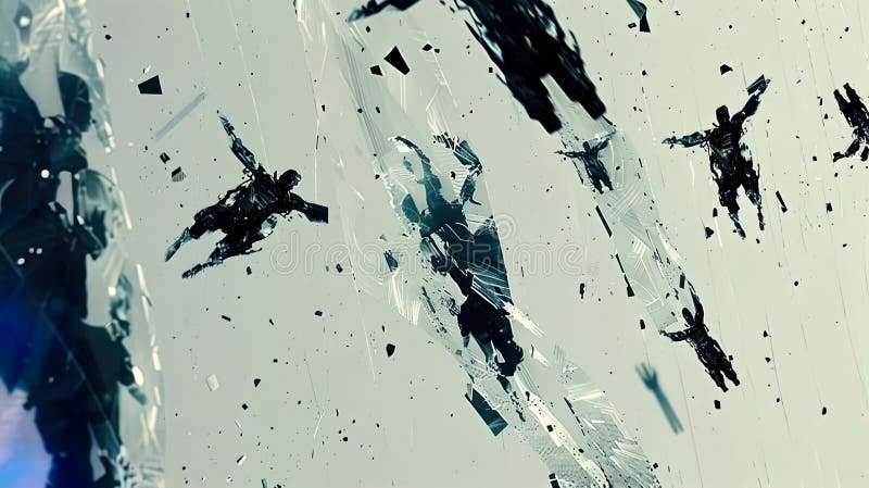 A Group of People are Falling through the Air in a Space Scene Stock ...