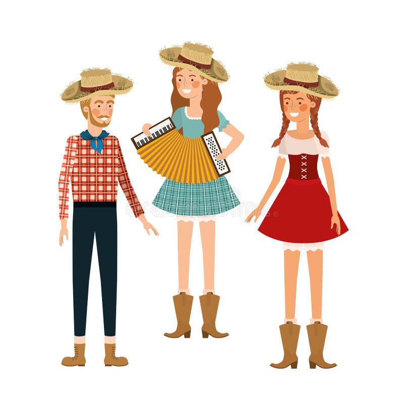 Group of People Farmers with Musical Instrument Stock Vector ...