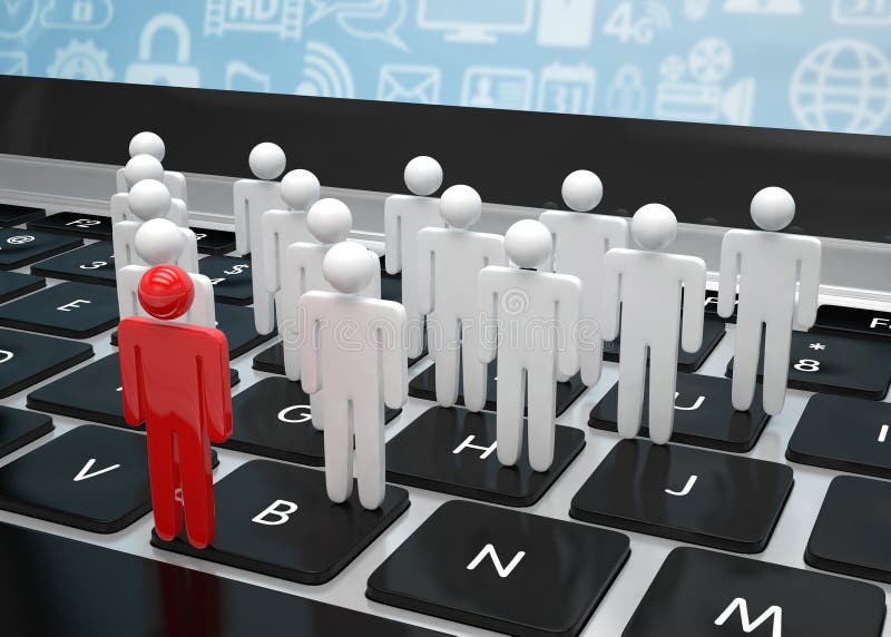 Group of People Figures on Laptop Stock Photo - Image of internet, data ...