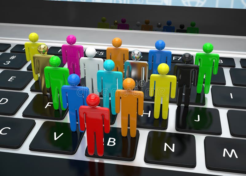 Group of People Figures on Laptop Stock Image - Image of computer ...