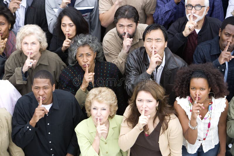 Group of People with Finger on Lips Stock Photo - Image of american ...