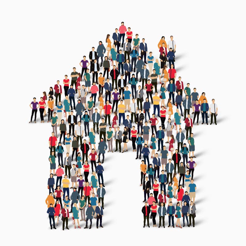 Group of people form house stock photo. Image of hand - 67135232