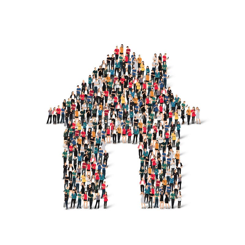 Group of people form house stock vector. Illustration of bonding - 59755844