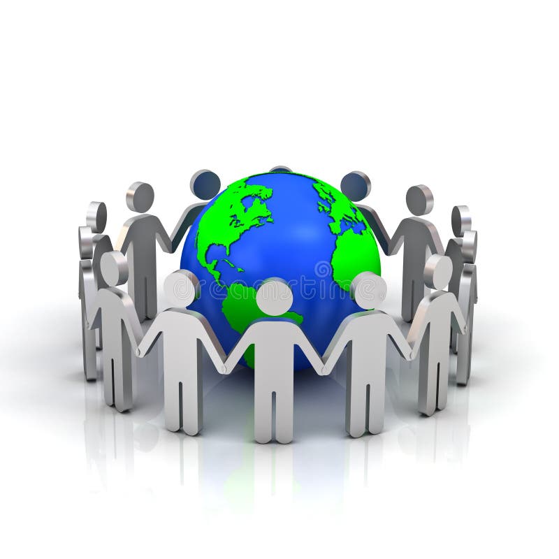 Group of People Forming Circle Around the World Stock Illustration ...