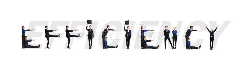 Group of People Forming Efficiency Word at Studio Stock Photo - Image ...