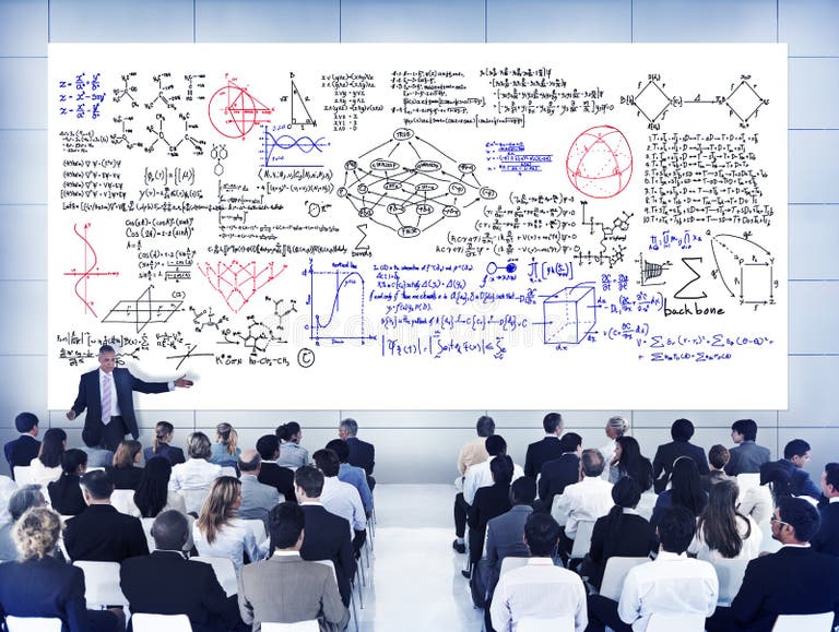 Group of People with Formula on the White Board Stock Illustration ...