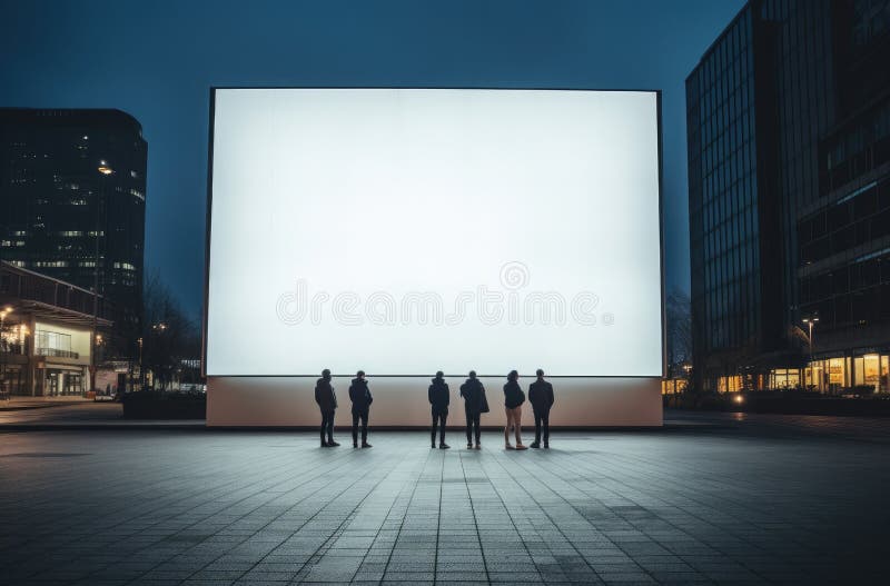 A Group of People are in Front of an Empty Billboard Stock Photo ...