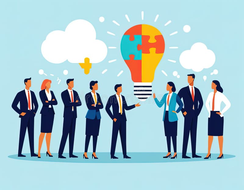 A Group of People are Gathered Around a Light Bulb Ai Generated Stock ...