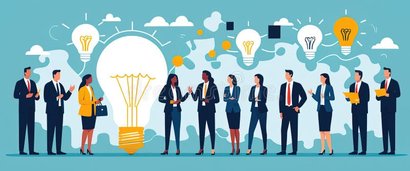 A Group of People are Gathered Around a Light Bulb Ai Generated Stock ...