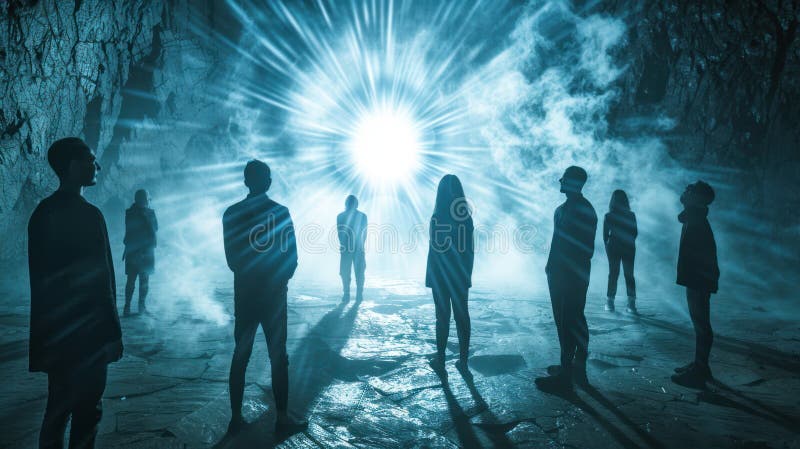 A Group of People Gathered Around a Mysterious Object Stock ...