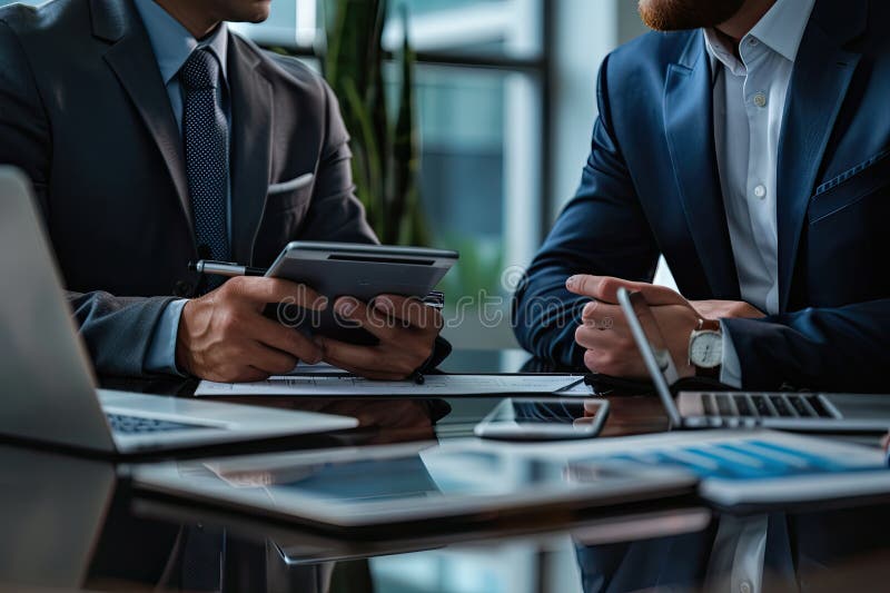 A Group of People are Gathered Around a Table, All Using Laptops Stock ...
