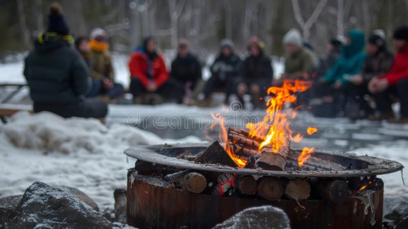 A Group of People Gathering Around a Fire Pit Sharing Stories after a ...