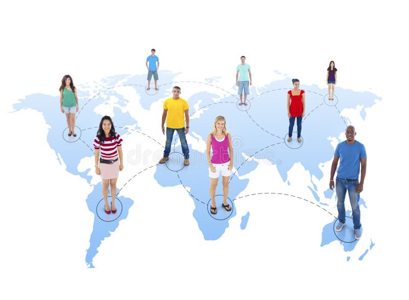 Group of People with Global Communications Stock Illustration ...