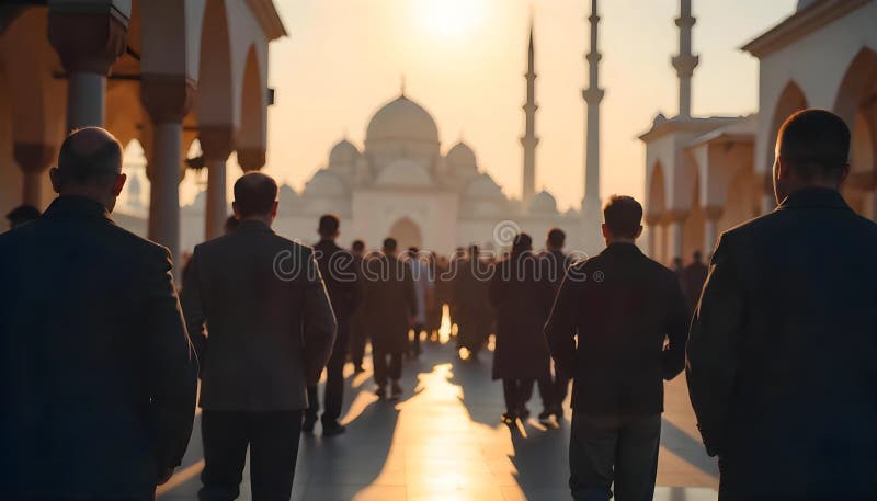 A Group of People are Going To a Mosque for Praying and Celebrating Eid ...