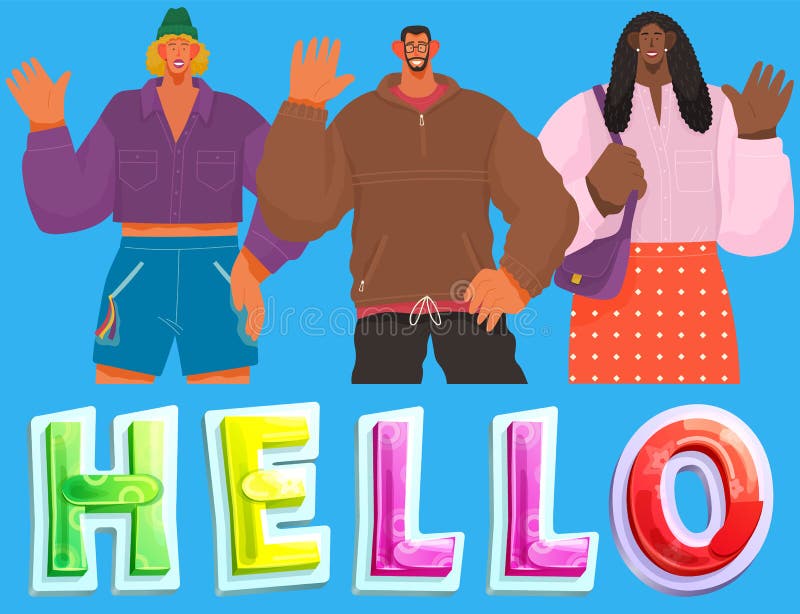 Group of People Greeting Friendly Gesture. Different Nations ...