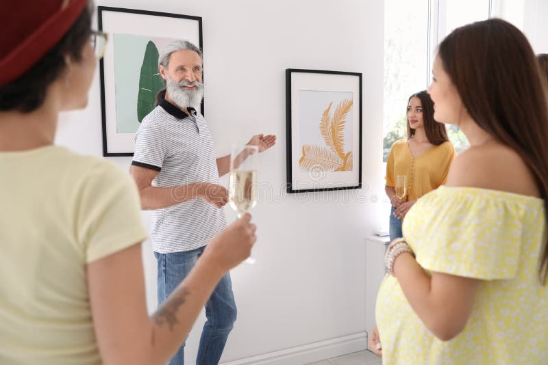 Group of People with Guide at Exhibition Stock Image - Image of museum ...