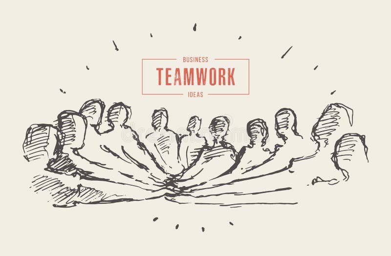 Sketch Hands Computer Man Office Top View Drawn Stock Vector ...