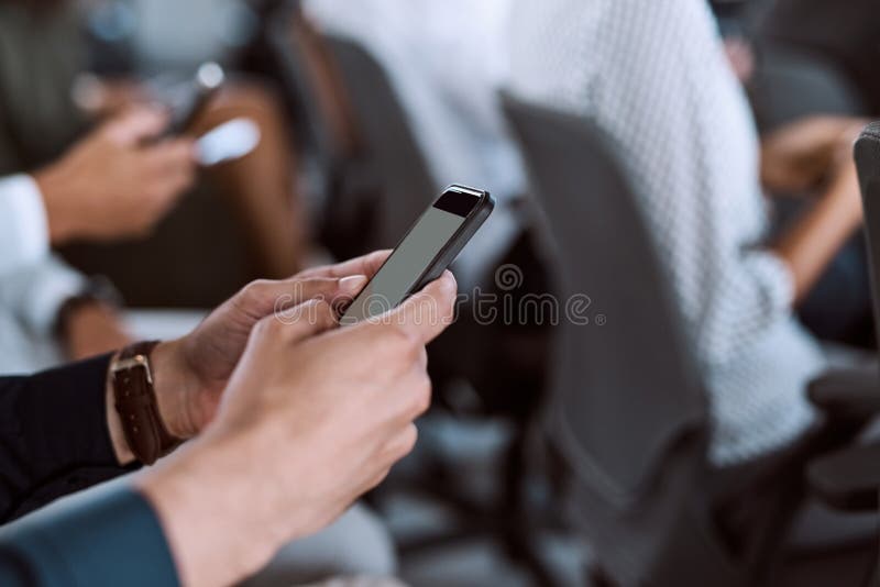 Group, People and Hands with Mobile in Office for Workshop, Cooperation ...